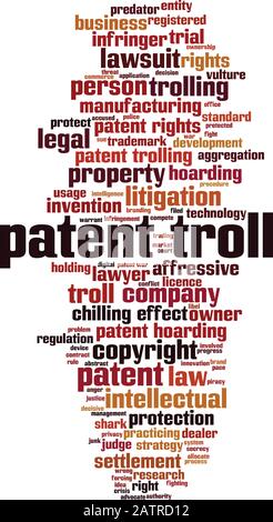 Patent troll word cloud concept. Collage made of words about patent ...