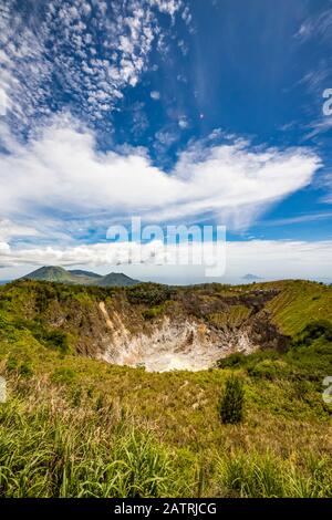 Crater of Mount Mahawu volcano; North Sulawesi, Indonesia Stock Photo ...