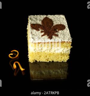 Closeup of schiacciata fiorentina, a carnival cake from Florence with ...