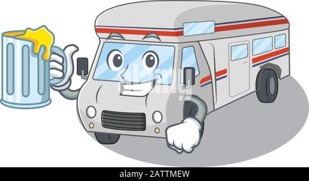 Smiley Funny campervan a mascot design with baseball Stock Vector Image ...