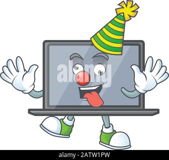 Cute and funny Clown computer screen cartoon character mascot style ...