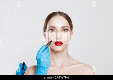 Anti wrinkle procedure. Nasolabial wrinkles reduction removal plastic ...