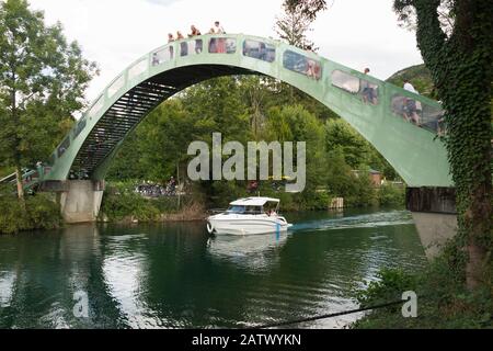 The Canal de Savieres in Chanaz in the Savoie area of the French Alps ...