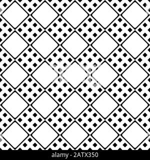 Geometrical monochrome diagonal rounded square pattern background - black and white abstract ...
