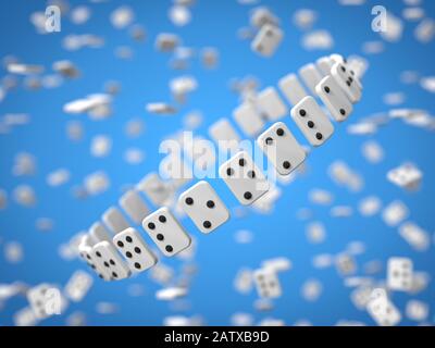 braille alphabet on blue background. white letter chips with black dots ...