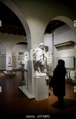 Ferrara,Italy, Casa Romei, a room with a painted wooden partition ...