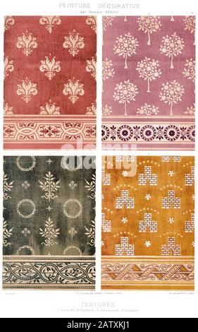 4 patterns of Gothic and Renaissance drapes, decorative painting 1895 ...