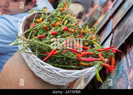 Fresh red pepper found at the market stand Stock Photo - Alamy