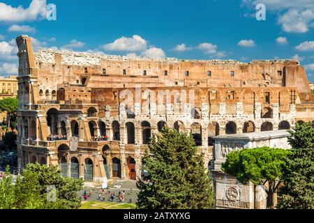 Top view of coliseum amphitheater, historical destination, Cartagena ...