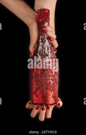 Bright festive red manicure Stock Photo - Alamy