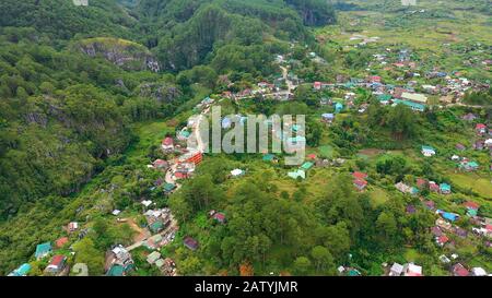 Aerial view town of Sagada, located in the mountainous province of ...