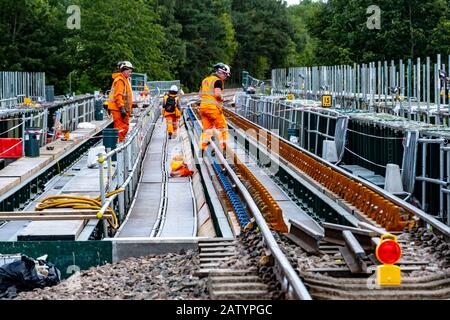 New tail tracks being laid Stock Photo - Alamy
