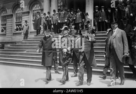 Mayor William Jay Gaynor with Rear Admiral Charles J. Badger, Commander ...
