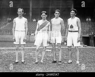 Meadows - Wood - Queal - Longboat, 1913. Shows Canadian runners Tom ...