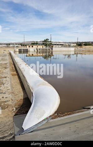 inflatable dam on the Santa Ana River in Orange County used to store ...