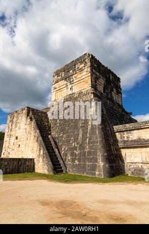 Ancient ball court ruins from the Mayan archeological site in Uaxactun ...