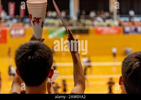 Cheer in volleyball game Stock Photo - Alamy
