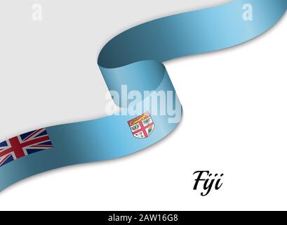 Waving ribbon or banner with flag of Fiji. Template for independence day poster design Stock ...
