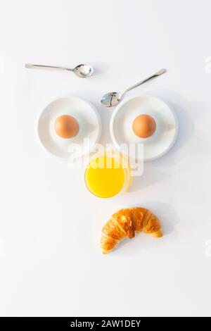 Fun breakfast concept with abstract angry grumpy human face made of ...