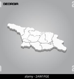 3d Georgia white map with regions isolated on white background Stock ...