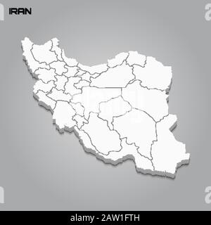 3d map of Iran with borders of regions Stock Vector Image & Art - Alamy