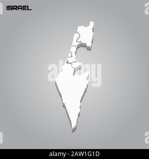 3d Israel white map with regions isolated on white background Stock ...