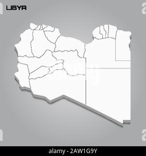 3d map of Libya with borders of regions Stock Vector Image & Art - Alamy