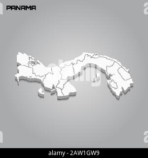 3d map of Panama with borders of regions Stock Vector Image & Art - Alamy