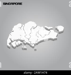 3d Singapore white map with regions isolated on white background Stock ...