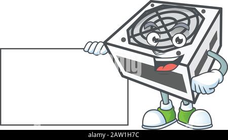 Cute funny power supply unit black color cartoon character having a ...