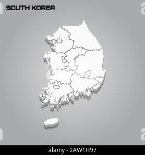 3d map of South Korea with borders of regions Stock Vector Image & Art ...