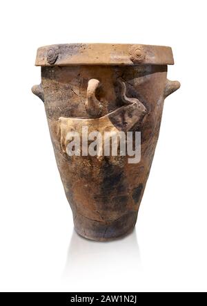 Minoan domestic libation vessel with the relief of a bull, Hagia Triada ...