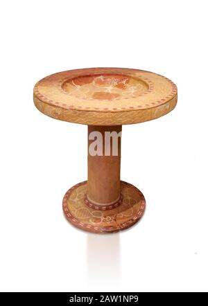 Minoan clay round offering table with a high base and large cup with a ...