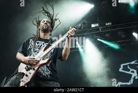 The American death metal band Suffocation performs a live concert at ...