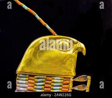 Egyptian necklace or collar from the tomb of King Tutankhamen. 18th ...