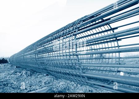 Bridge pile reinforcement structure Stock Photo - Alamy
