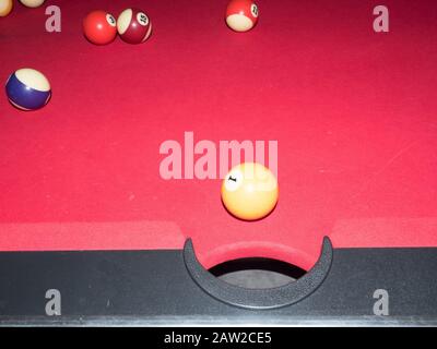 Game of american billiards played on a billiard table for two persons ...