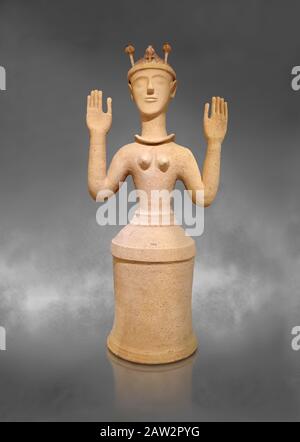 Minoan Postpalatial terracotta "Poppy goddess: statue with raised arms ...