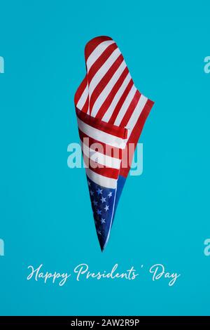 Happy President's Day message with American flag on wooden background ...