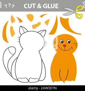 Cut and glue cartoon Black Cat. DIY Witch cat project. Worksheet for ...