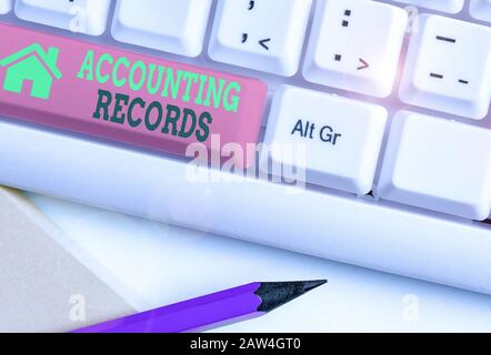Writing note showing Accounting Records. Business concept for Manual or ...