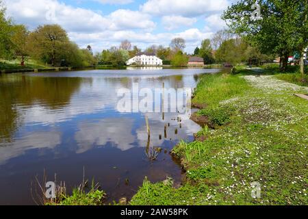 Madeley Mill and Madeley Pool, Madeley, Staffordshire, England, UK ...