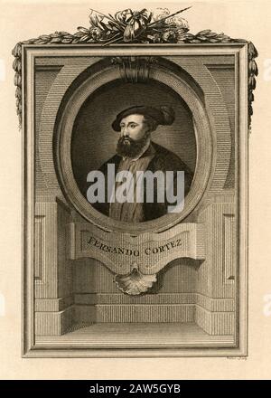Hernan Cortes portrait from Spanish money Stock Photo - Alamy