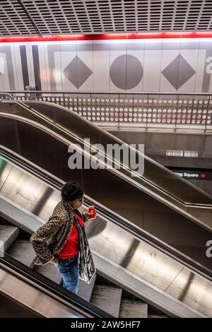 Pershing Square LA Metro train. Downtown Los Angeles, California, USA ...
