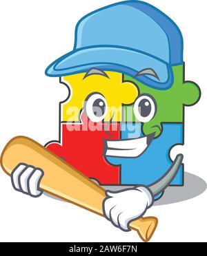 Playing baseball puzzle character cartoon style Stock Vector Image ...