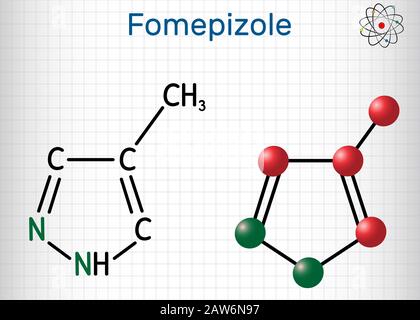 Fomepizole molecule. Antidote used to treat methanol and ethylene ...