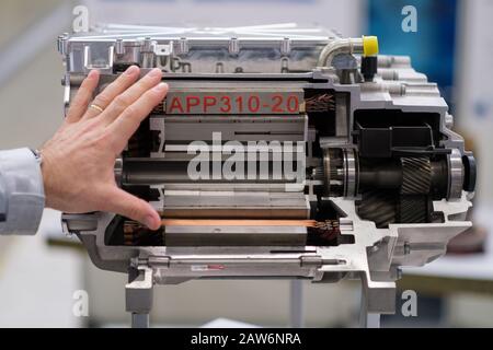 Brunswick, Germany. 24th Jan, 2020. Stators for the APP 310 electric ...