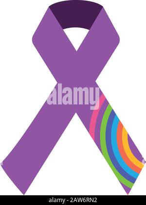Ribbon of zero discrimination day , flat style icon vector illustration ...