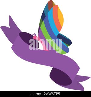 Ribbon of zero discrimination day , flat style icon vector illustration ...
