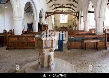 interior of village parish church at Hintlesham, Suffolk, England, UK ...